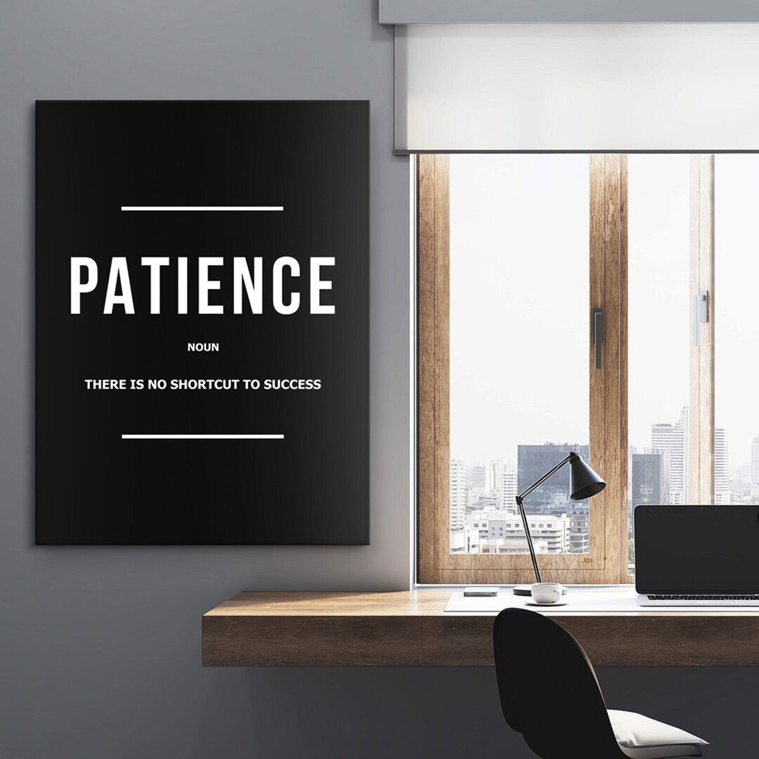 Patience Noun Wall Art Modern Office Decor Definition Canvas Print ...