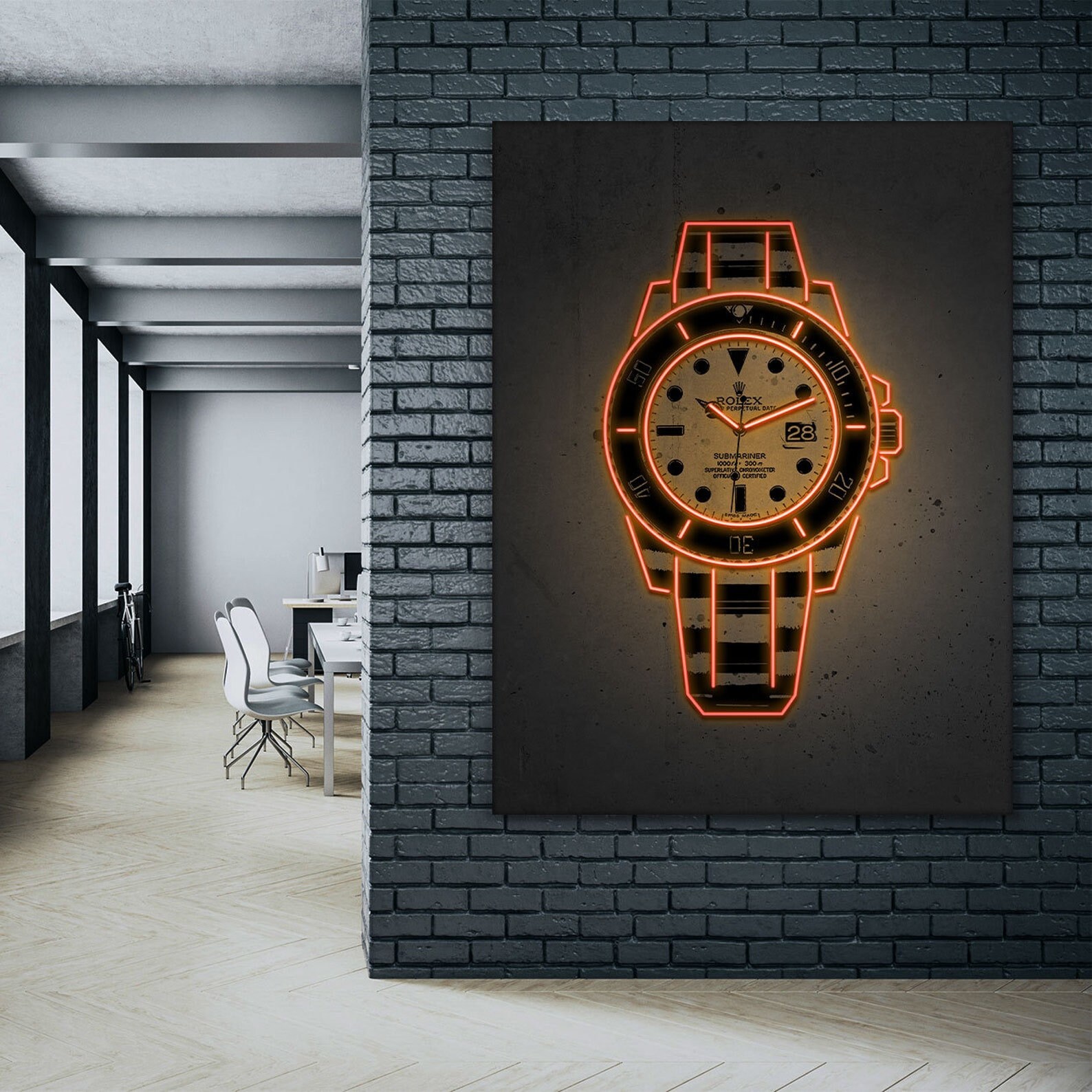 Rolex Neon Sign Motivational Wall Art Canvas Print for Office | Etsy ...