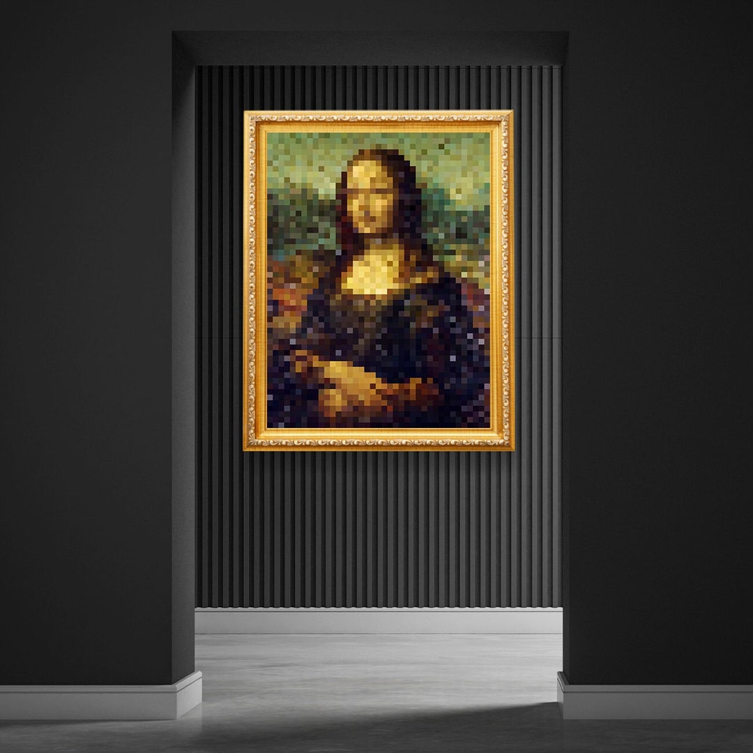 Mona Lisa Pixel Museum Quality Canvas Print, Reproduction Art, Large ...
