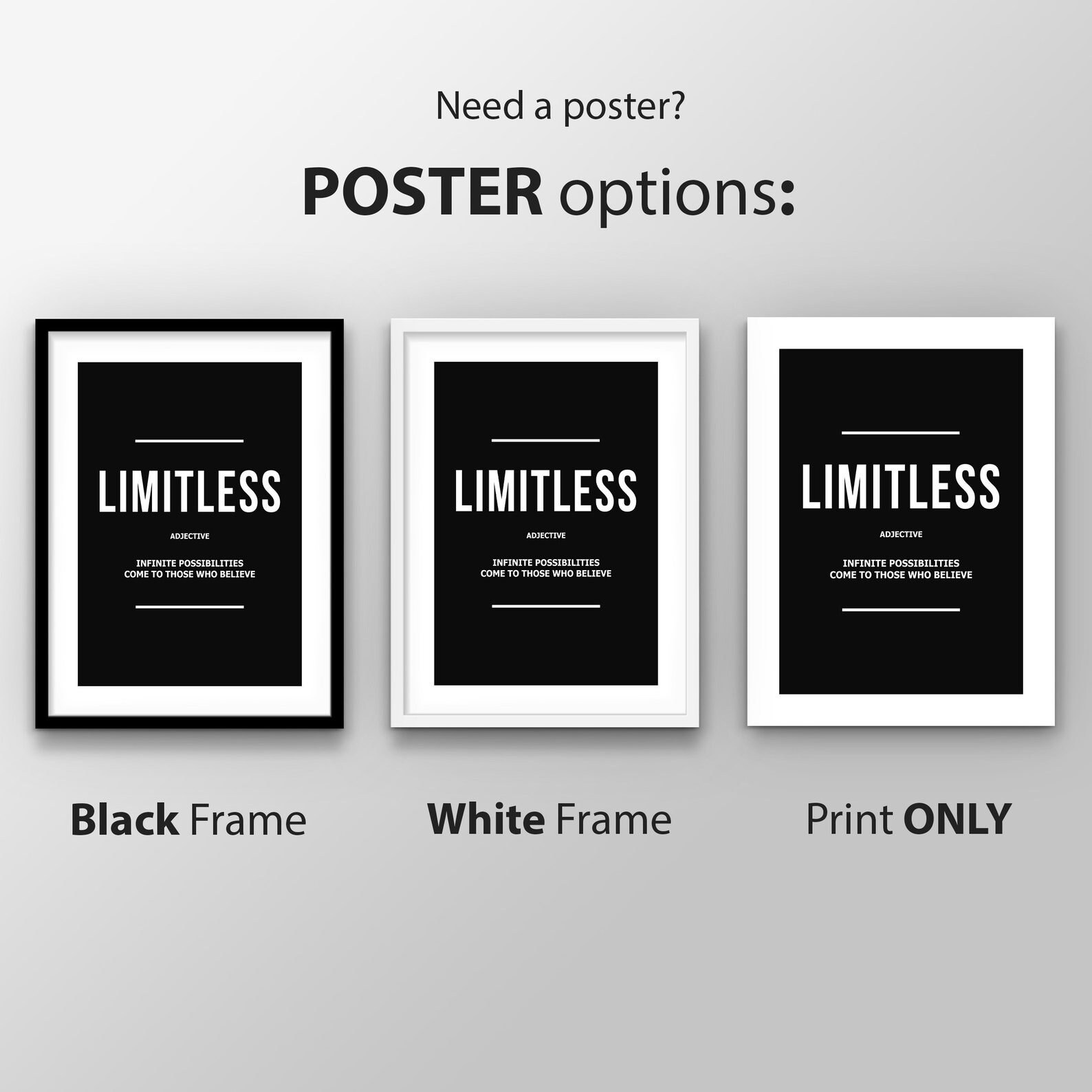 Limitless Adjective Wall Art Modern Office Decor Definition Canvas ...
