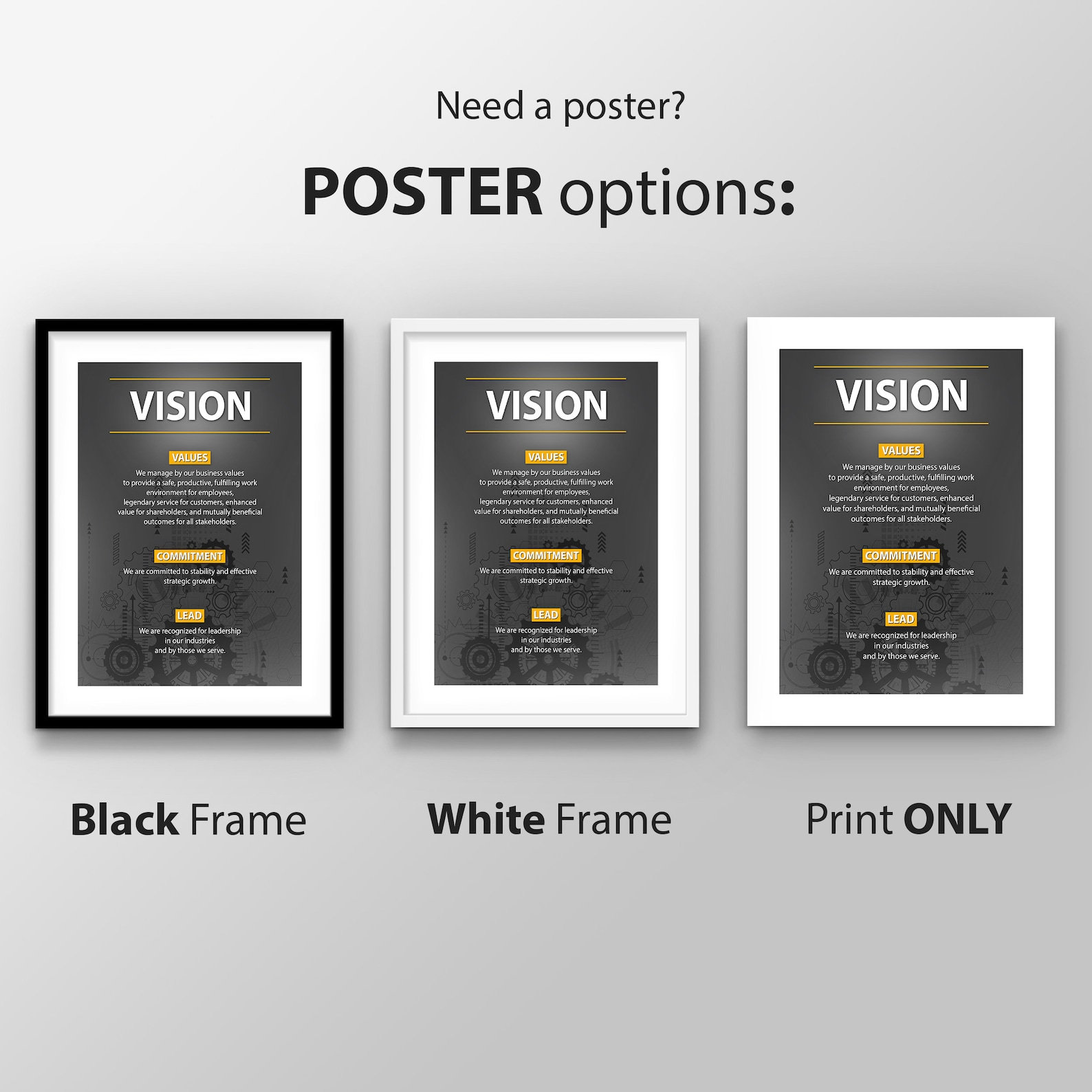 Company Vision Office Decor Corporate Statement Wall Art Team Poster ...