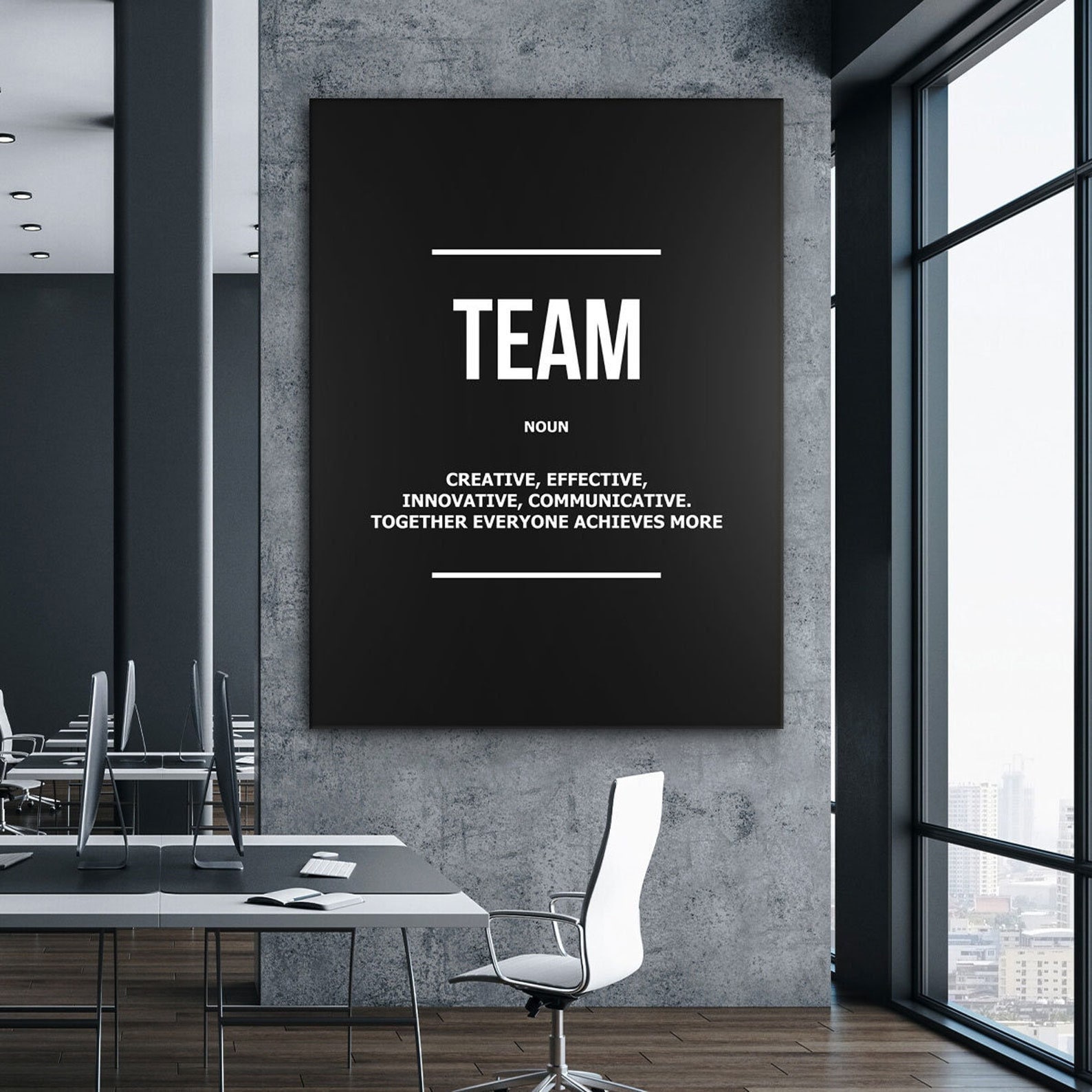 Team Definition Wall Art Office Decor Canvas Print, Team Noun Gift ...