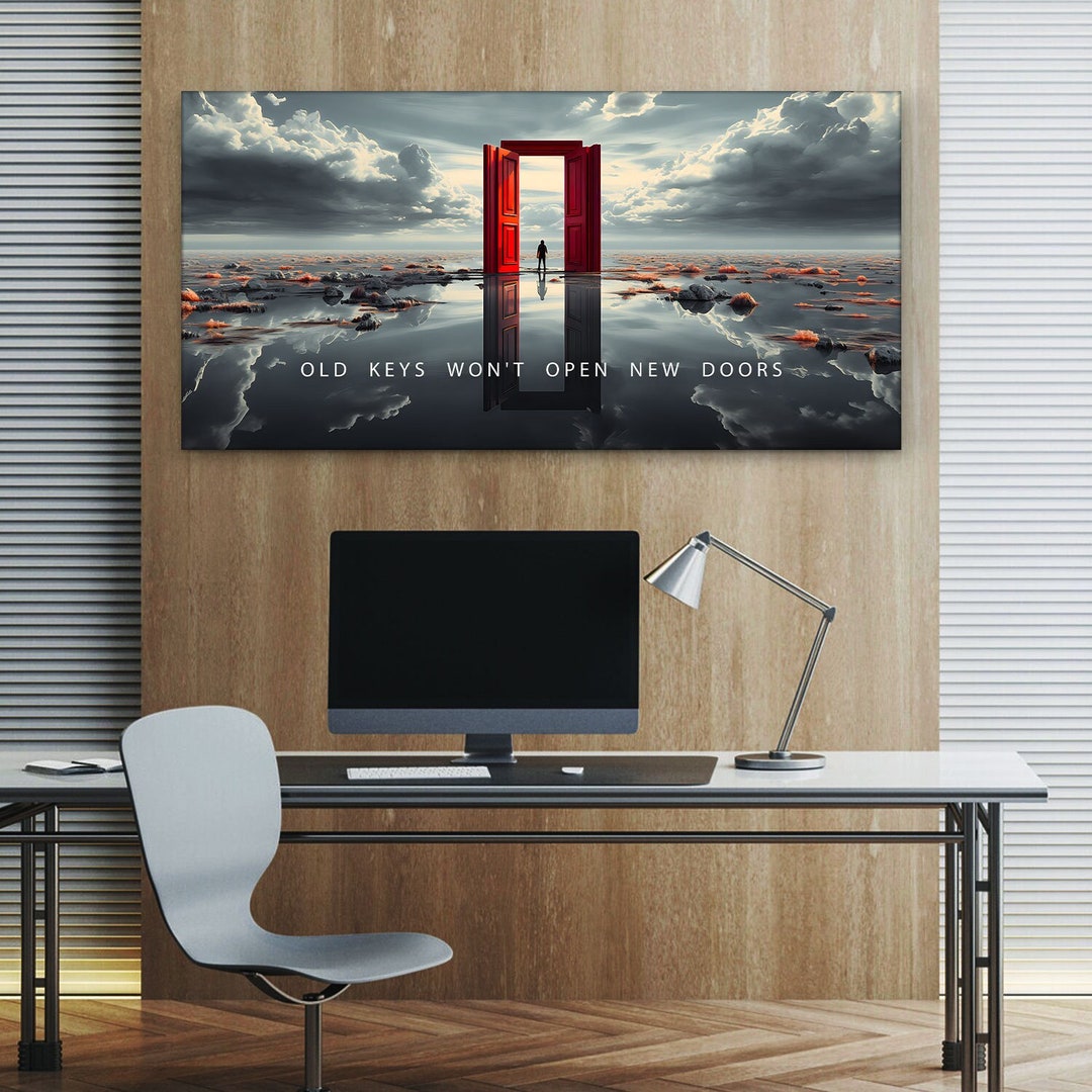 Transform Mindset Old Keys Won't Open New Doors Quote Surrealism Canvas ...
