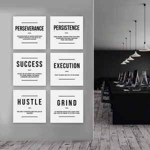 6x Motivational Team Office Decor Modern Wall Art Canvas Prints Inspirational Definitions ...