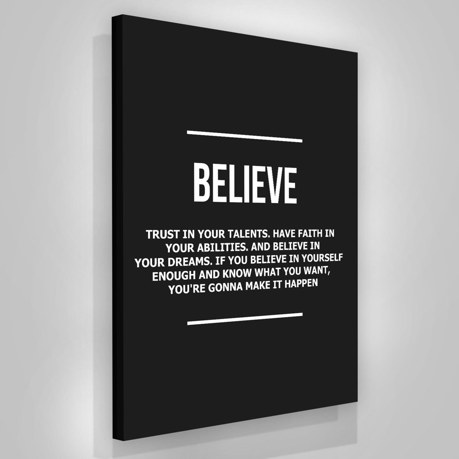 Believe Motivation Print, Motivational Wall Art Office Decor Canvas ...