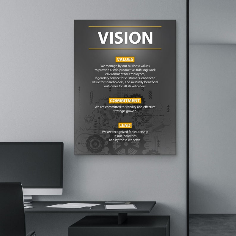 Company Vision Office Decor Corporate Statement Wall Art Team Poster ...
