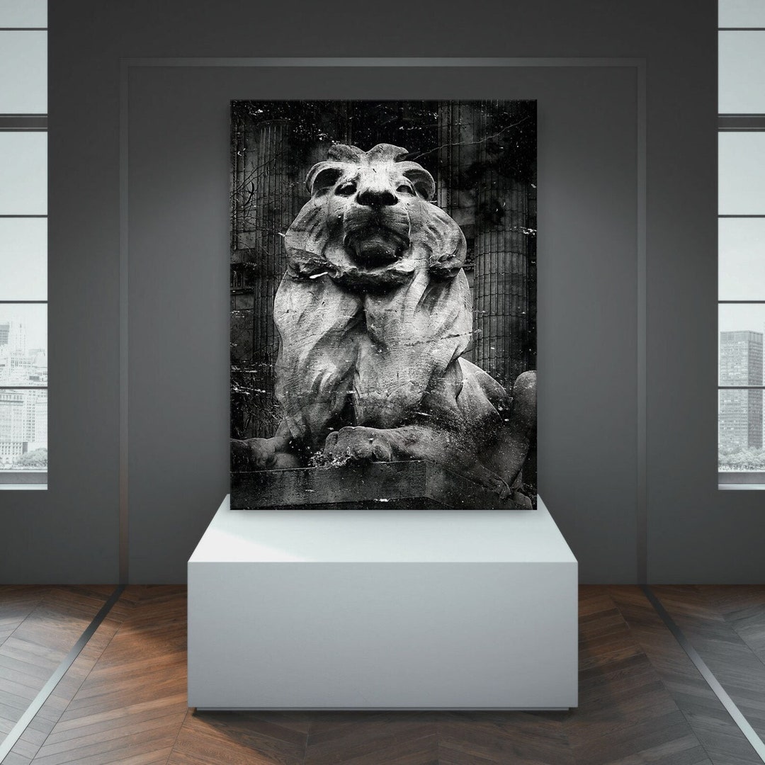 NYC Library Lions 1911 Wall Art Home Decor New York Canvas Print Iconic ...