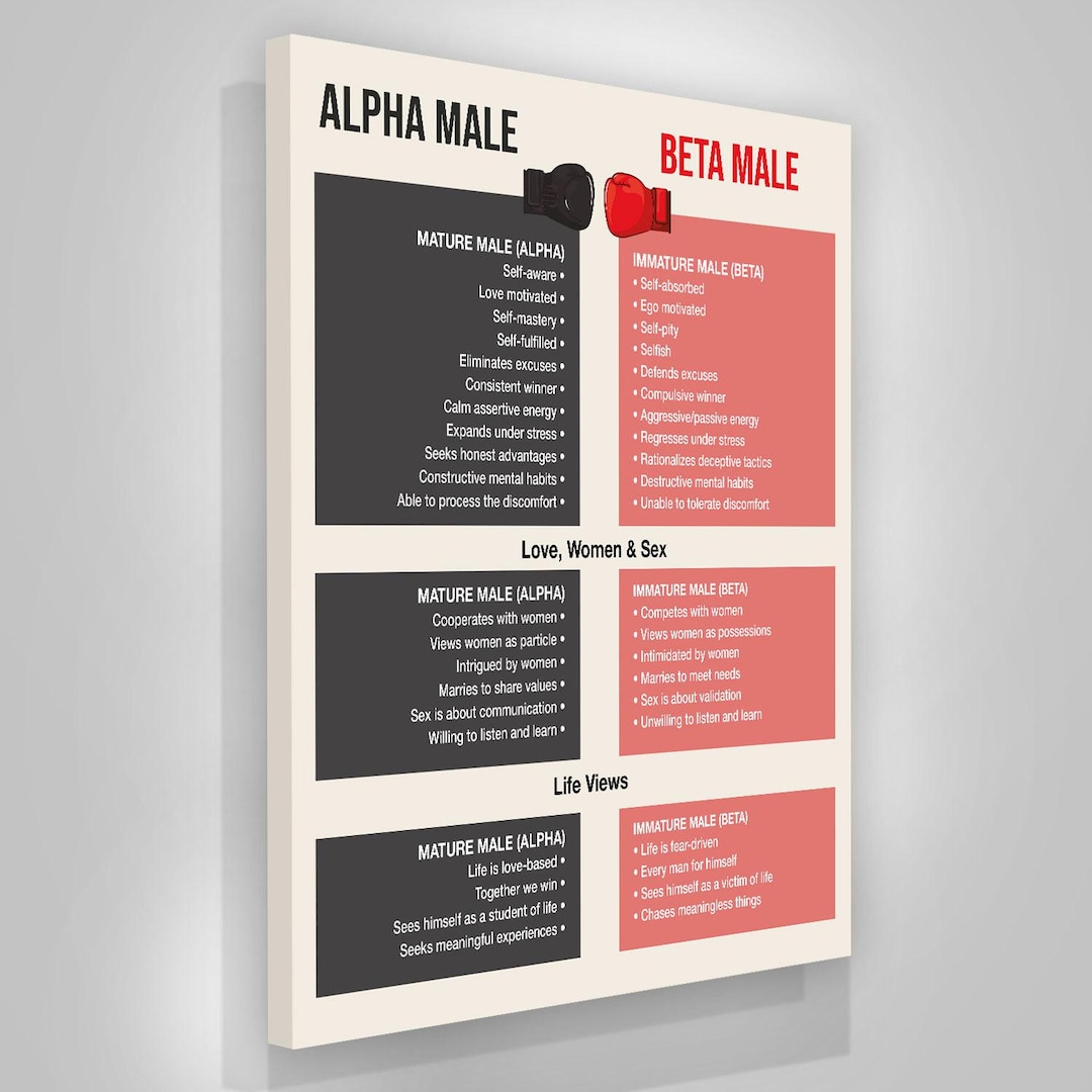 Alpha Male Vs Beta Male Wall Art Masculine Energy Canvas Print for ...