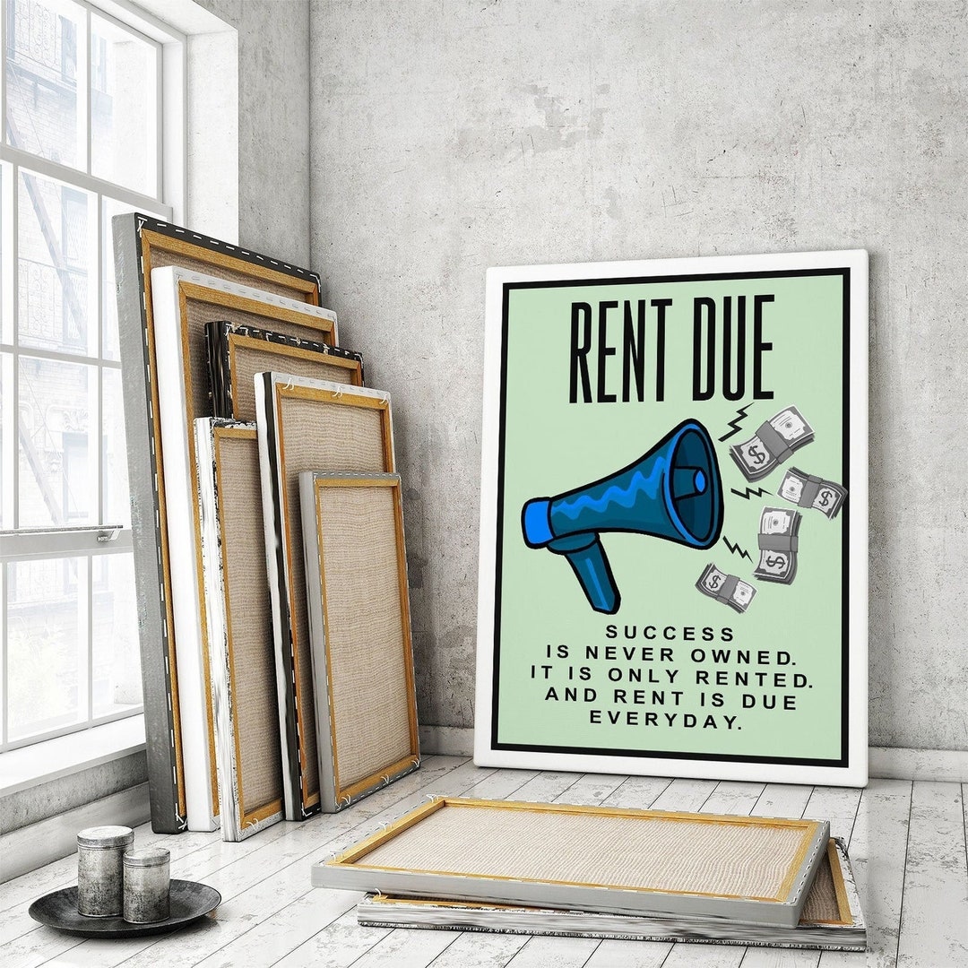 Rent Due Motivational Wall Art Canvas Print Office Decor, Successful ...