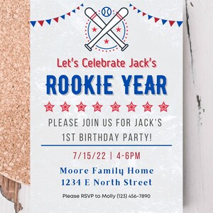Rookie Year First Birthday Invitation Canva Template - Etsy