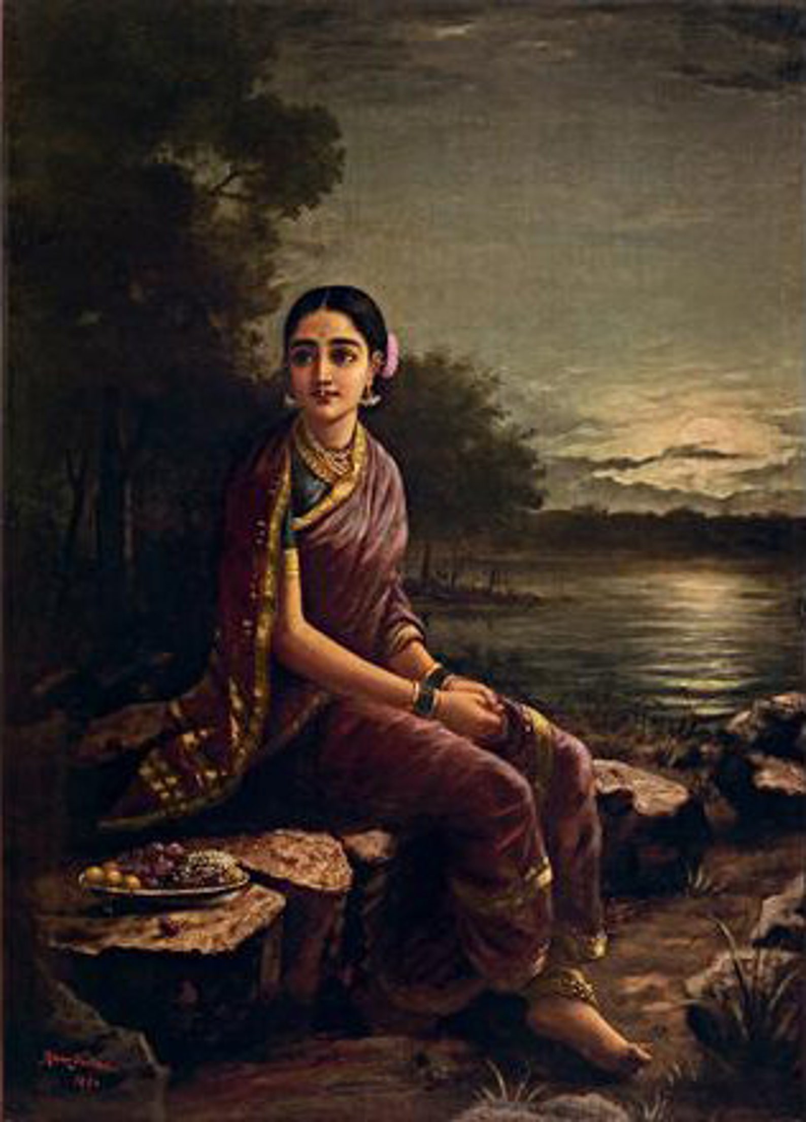 Raja Ravi Varma - Radha in the Moonlight - Unframed Canvas Prints ...