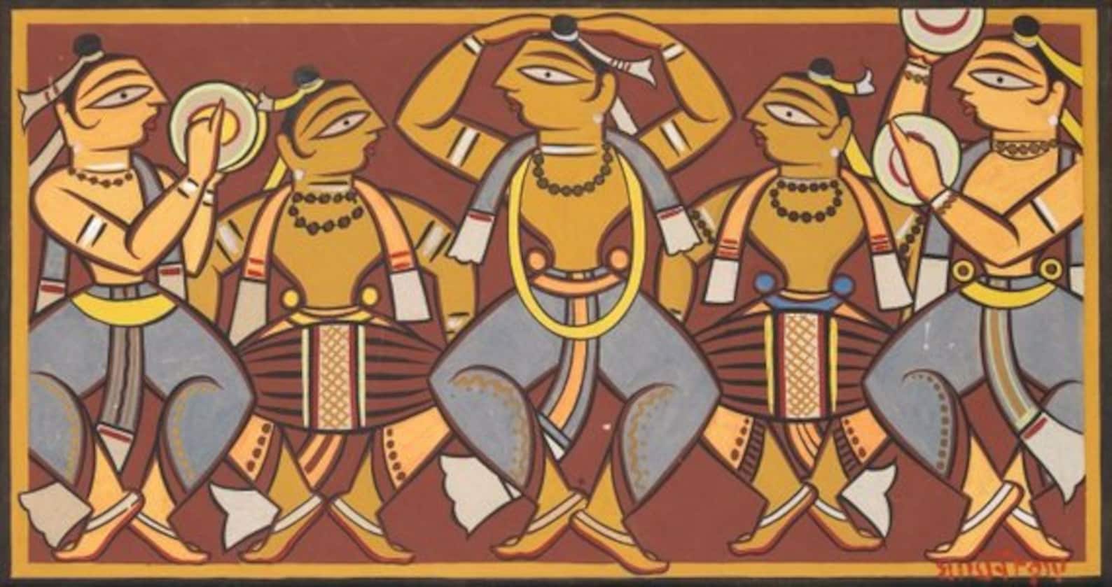 Santhal Dancers by Jamini Roy Indian Art Rolled Canvas - Etsy