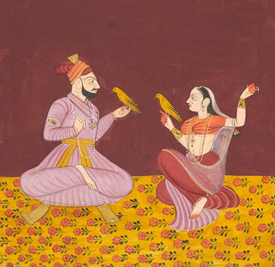 Indian Art Kamod Raga of the Dipak Raga Family Painting Rolled Canvas ...