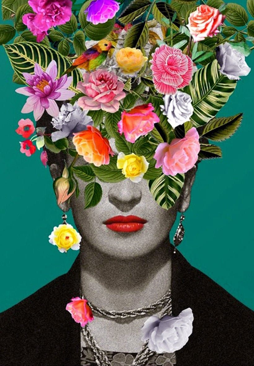 Flower Portrait By Frida Kahlo Canvas Reprint Canvas Roll Etsy