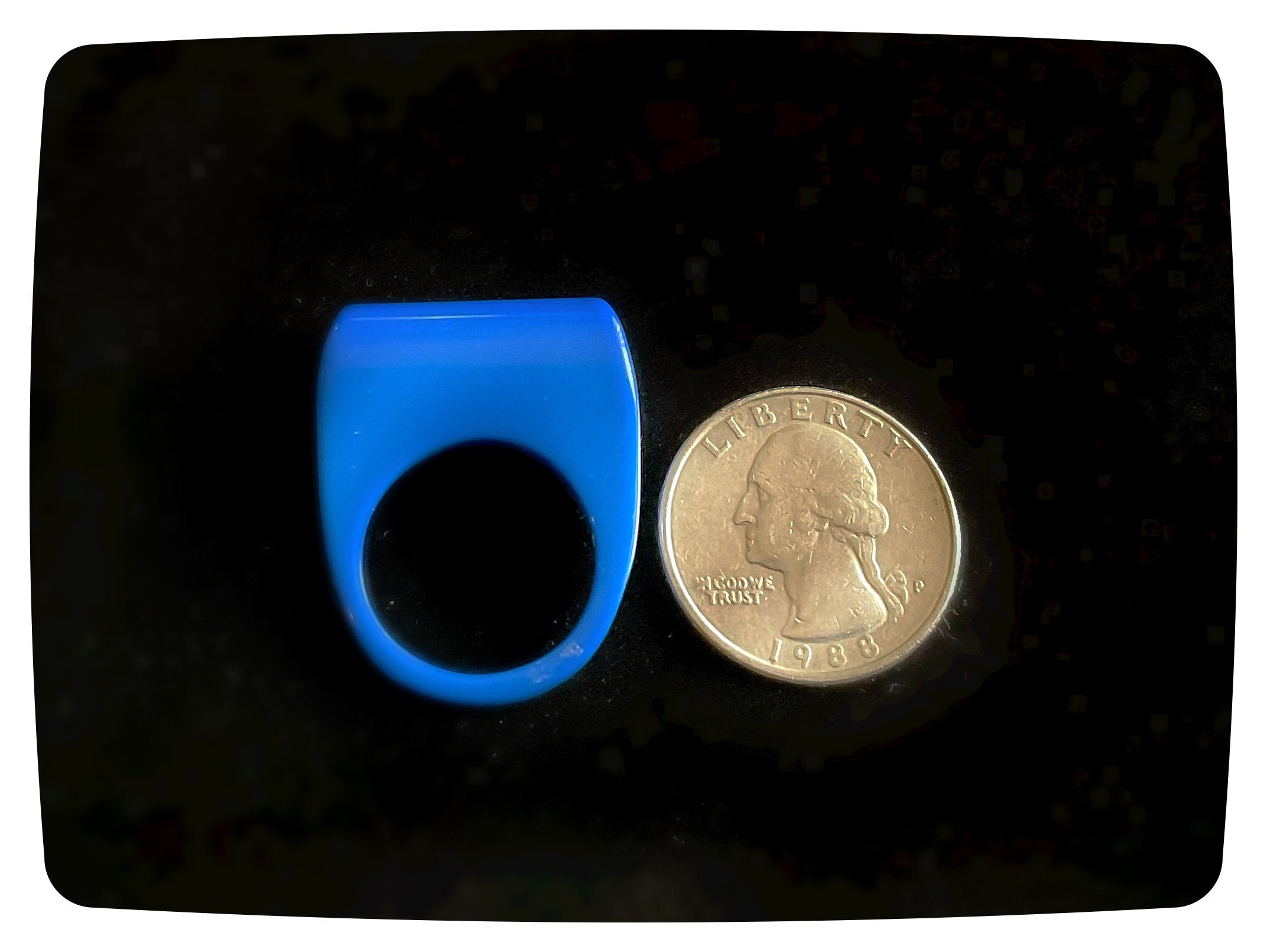 ELECTRIC Royal BLUE Vintage 70s / 80s Lucite Ring, New Wave Punk ...