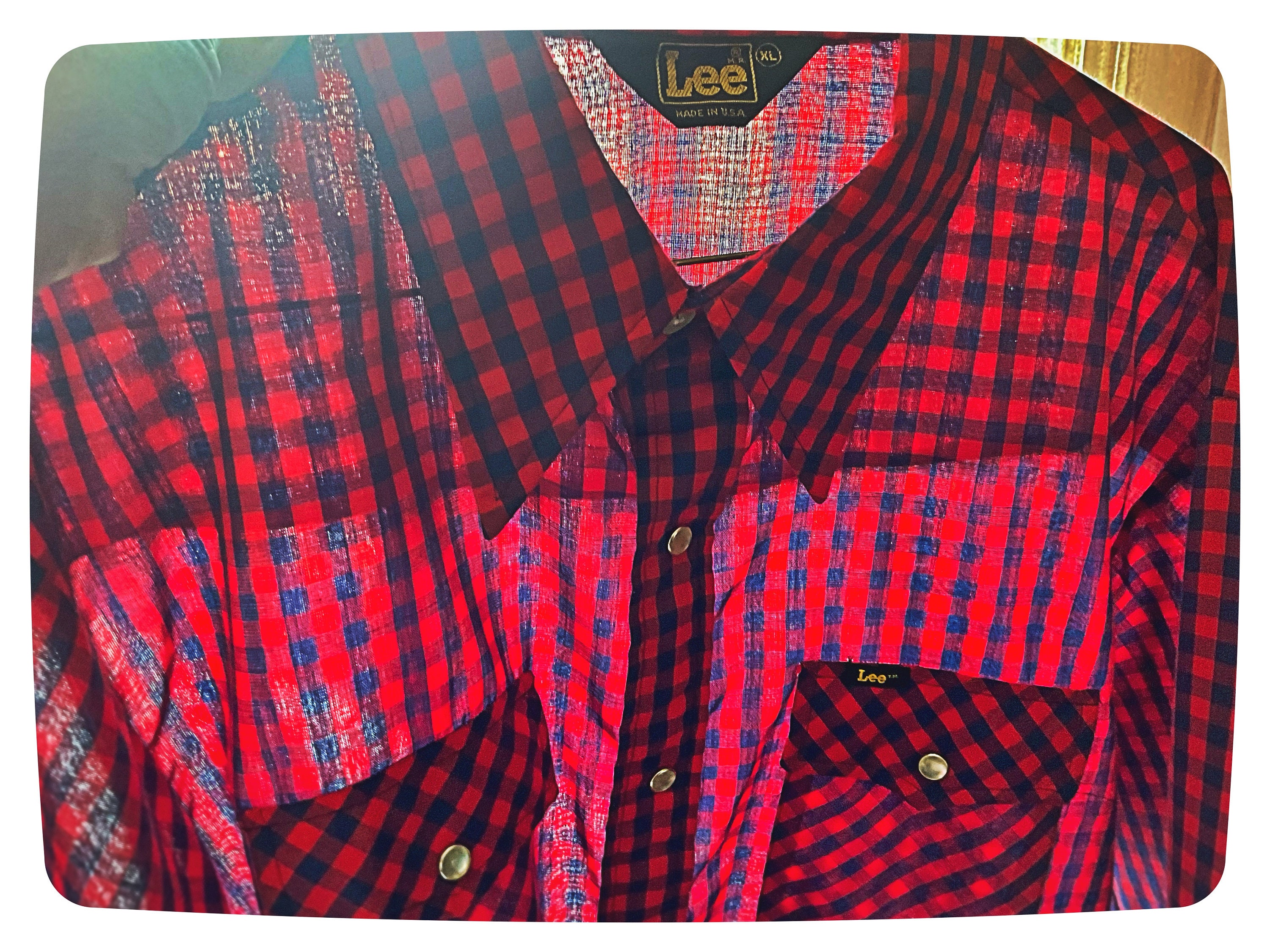 Vintage Lee 1970s WESTERN Cowboy Plaid Shirt Red Navy Check - Etsy