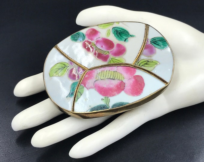 LARGE Antique Qing Dynasty Chinese Porcelain Shard & Brass Sash Belt ...