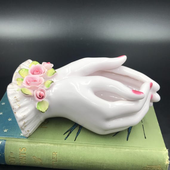 1950s LEFTON Porcelain Cupped Figural Hands Dish with… - Gem