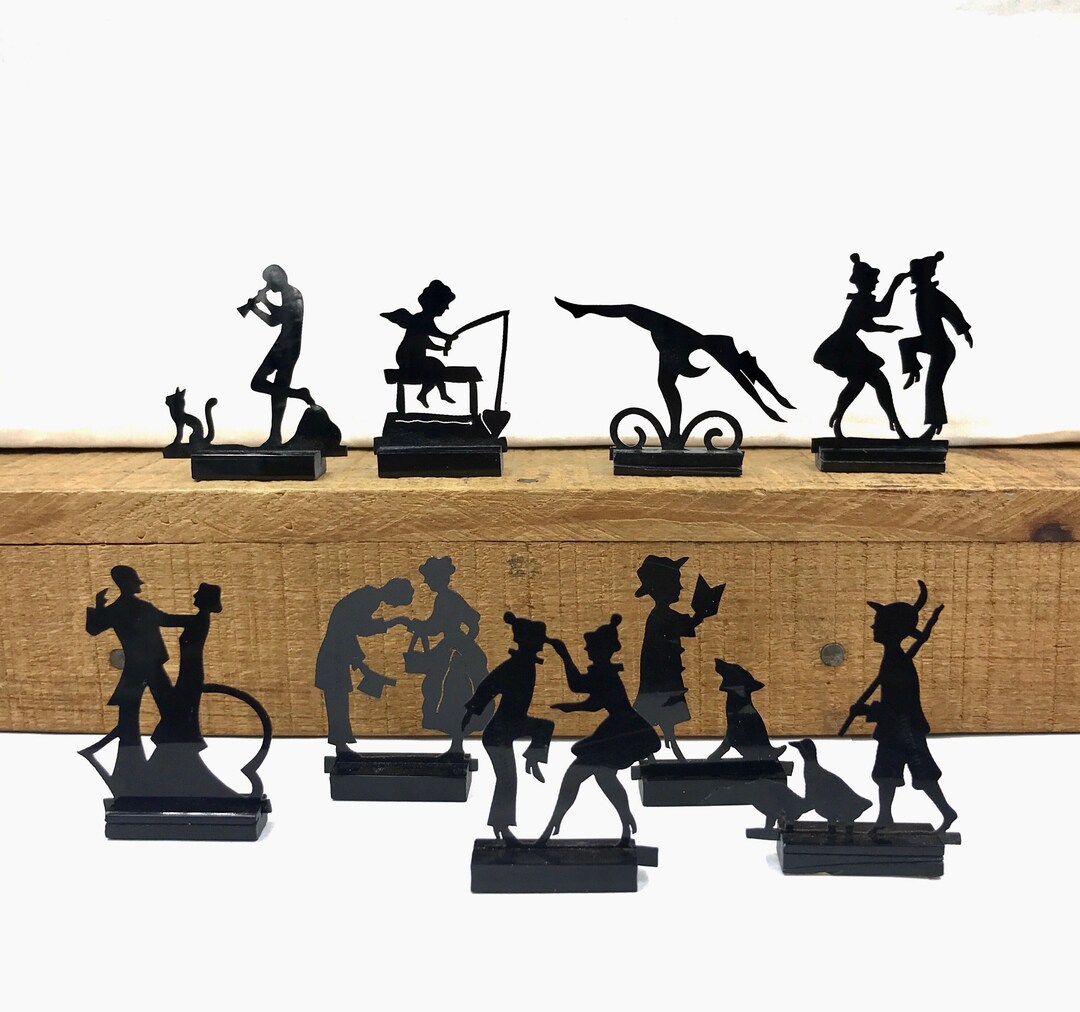Set of 9 Art Deco 1920s/1930s Celluloid Silhouette Miniatures Made in ...