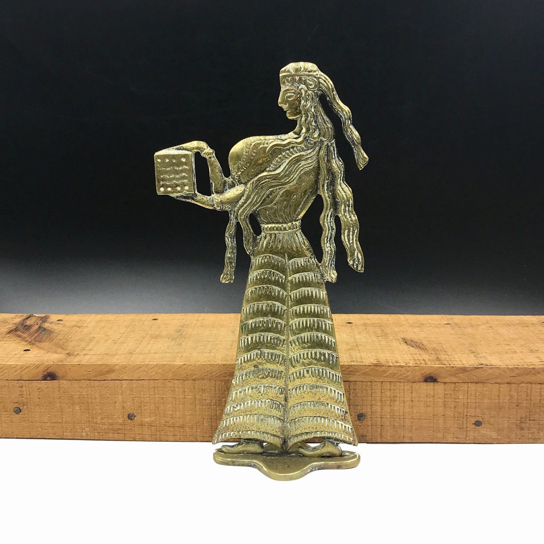 VTG Heavy Solid Brass Ancient Greece STYLE Statue of Pandora the First ...