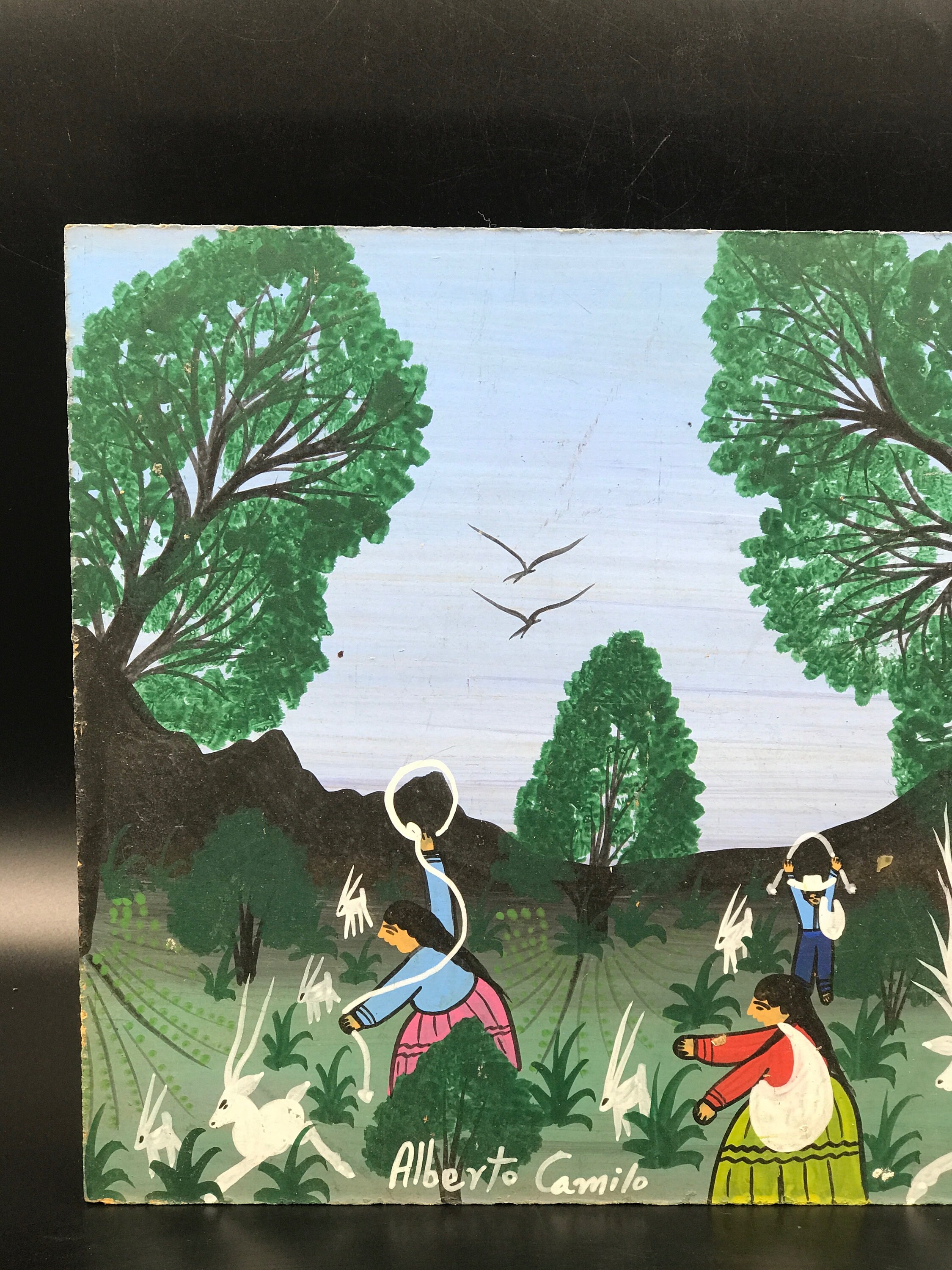 VTG Mexican Primitive Folk Art Painting Signed ALBERTO CAMILO - Etsy