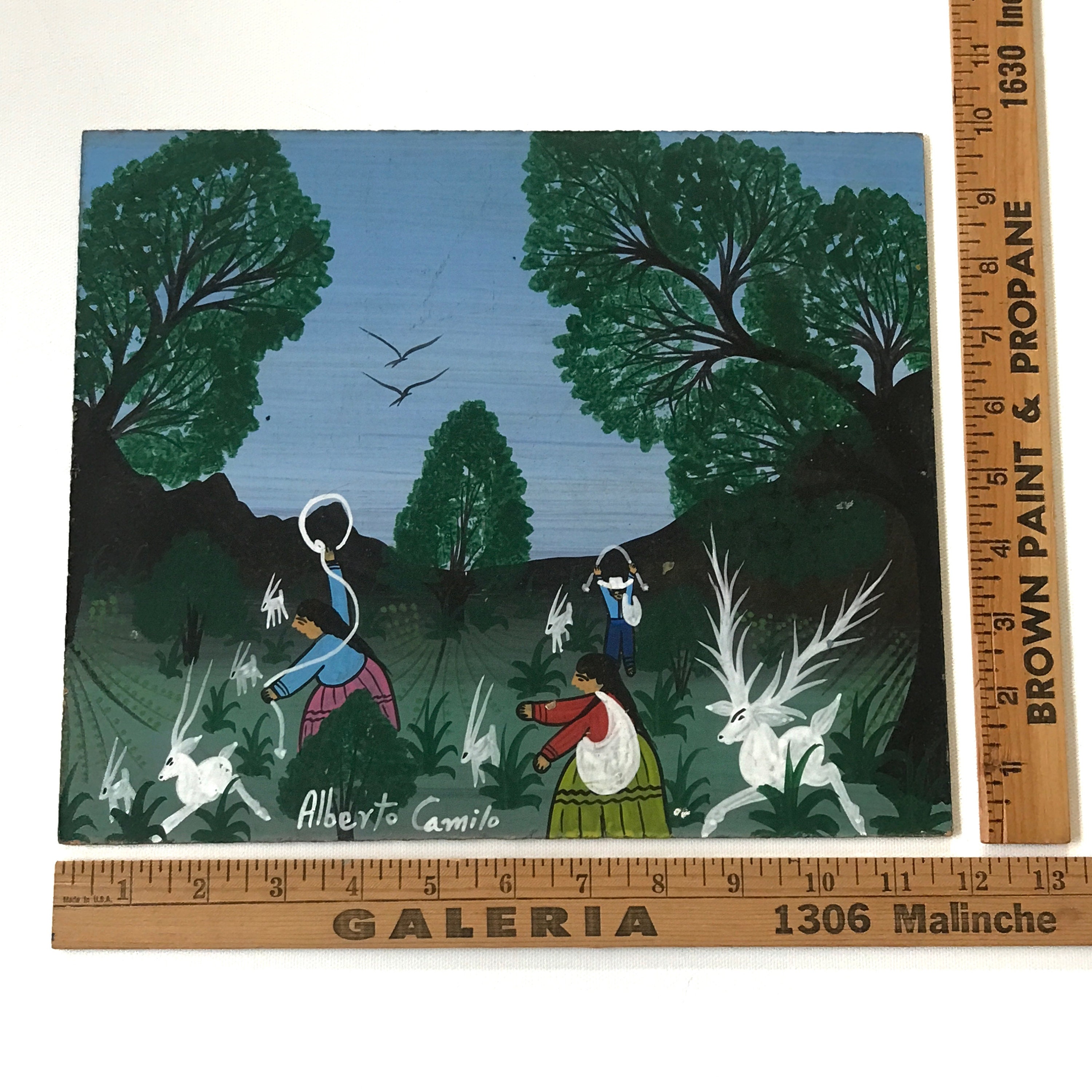 VTG Mexican Primitive Folk Art Painting Signed ALBERTO CAMILO - Etsy