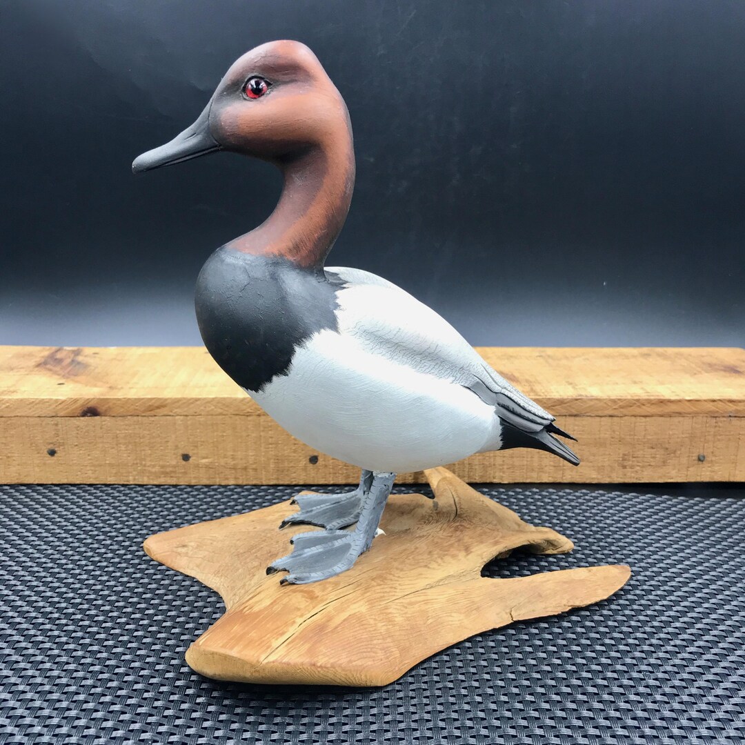 NICE VTG Mark Holland Hand Carved Wood Canvasback Duck, Brewster, Mass ...