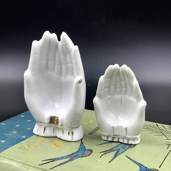 PAIR VTG Porcelain Victorian Style Hand Trinket Ring … - Gem