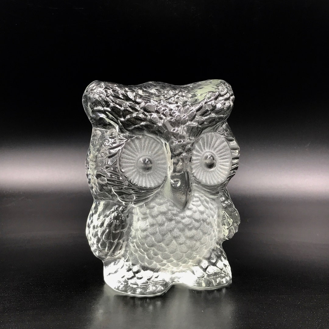 VTG 5.5 High SINGLE Viking Glass Owl Bookend With Flat Back, Clear ...