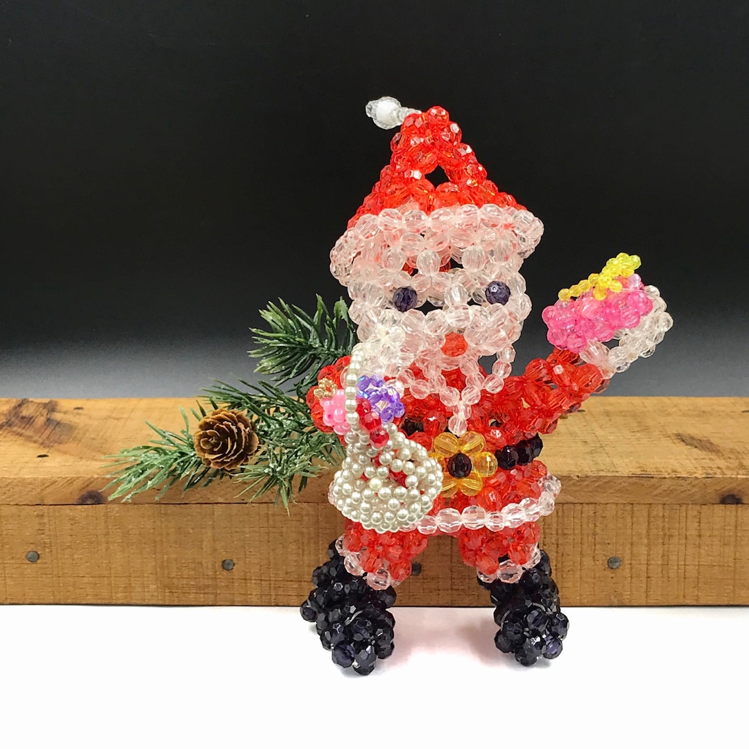 VTG Kitschy Plastic Bead Standing Santa Clause Figure 7 High, Vintage ...