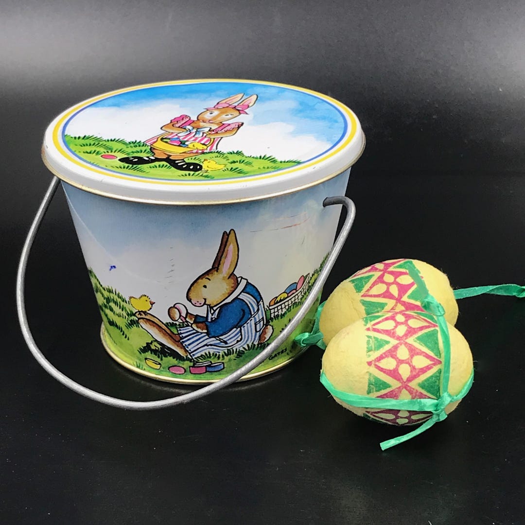 Vintage 1982 Easter Tin Pail: Lynn Gates Midwest Importers - Etsy