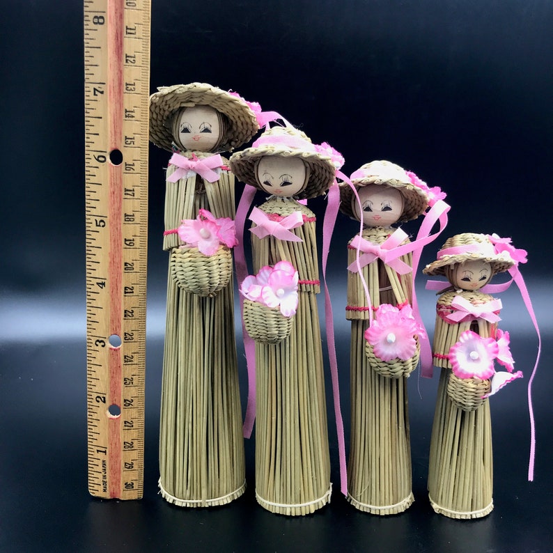 Vtg Straw Dolls Vintage Graduated Set of 4 Folk Art Straw - Etsy