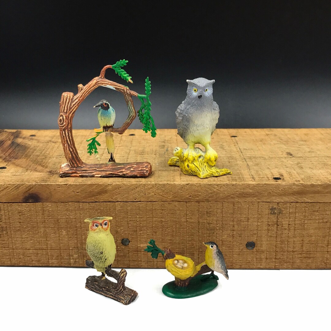 Set of 4 VTG MINIATURE Hong Kong Plastic Birds, Miniature Plastic Owl ...