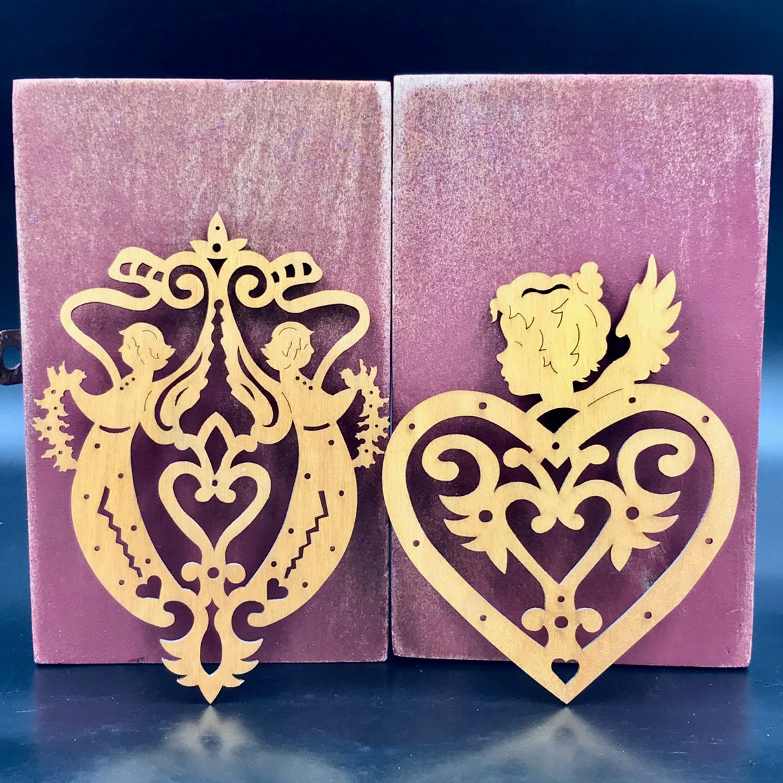 TWO 1991 Debbie Cook Laser Cut Wood Angel Ornaments Cutout - Etsy
