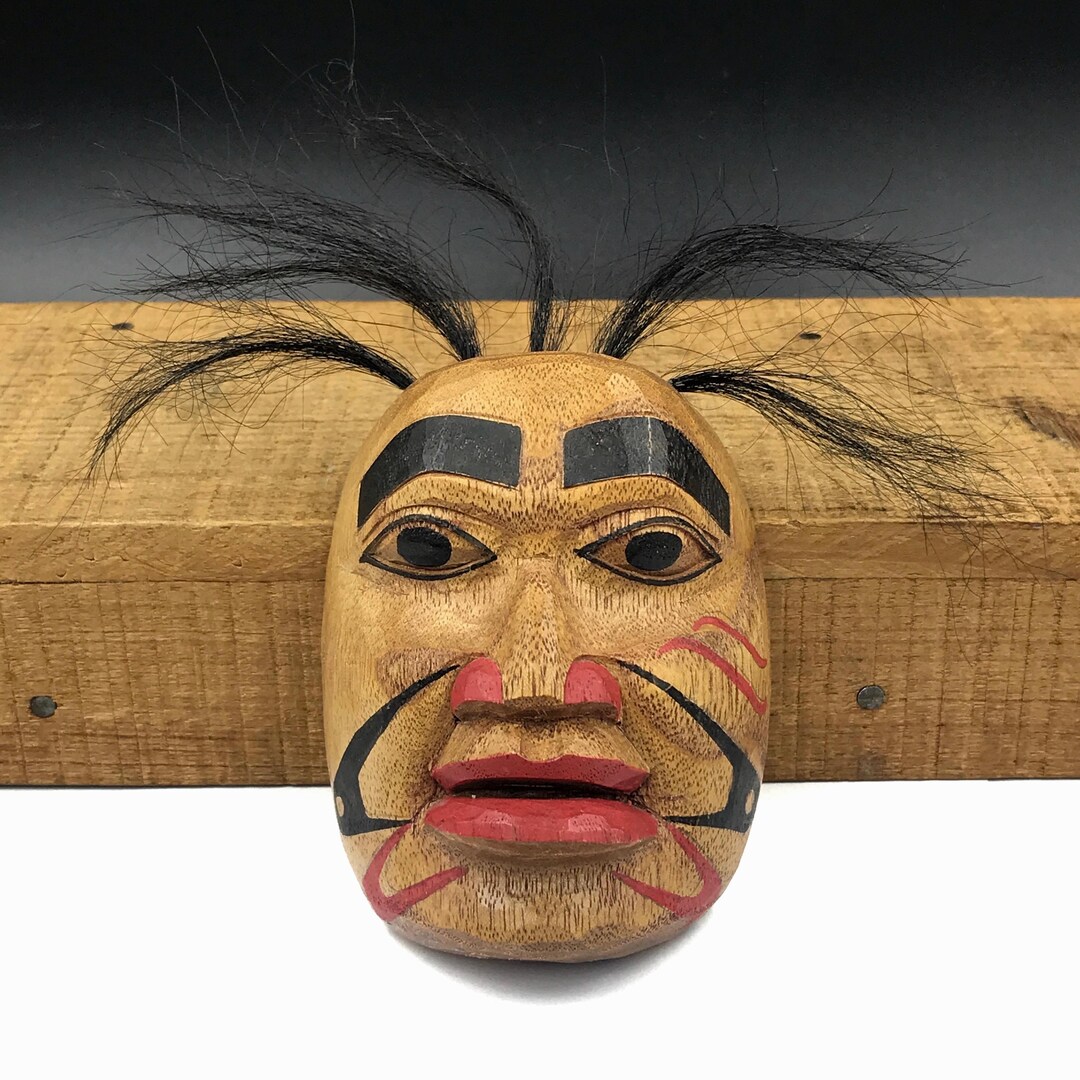 Vintage Hand-carved Wood Mask: Native American Pacific Northwest Coast ...