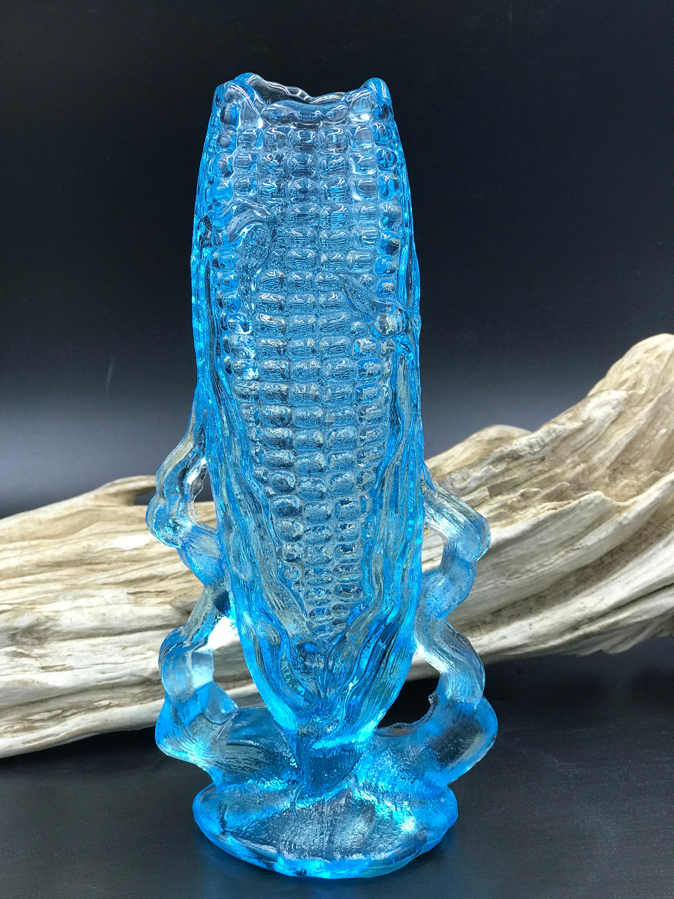 VTG L.G. Wright Blue Glass Corn Vase L.G. Wright Blue Corn | Etsy