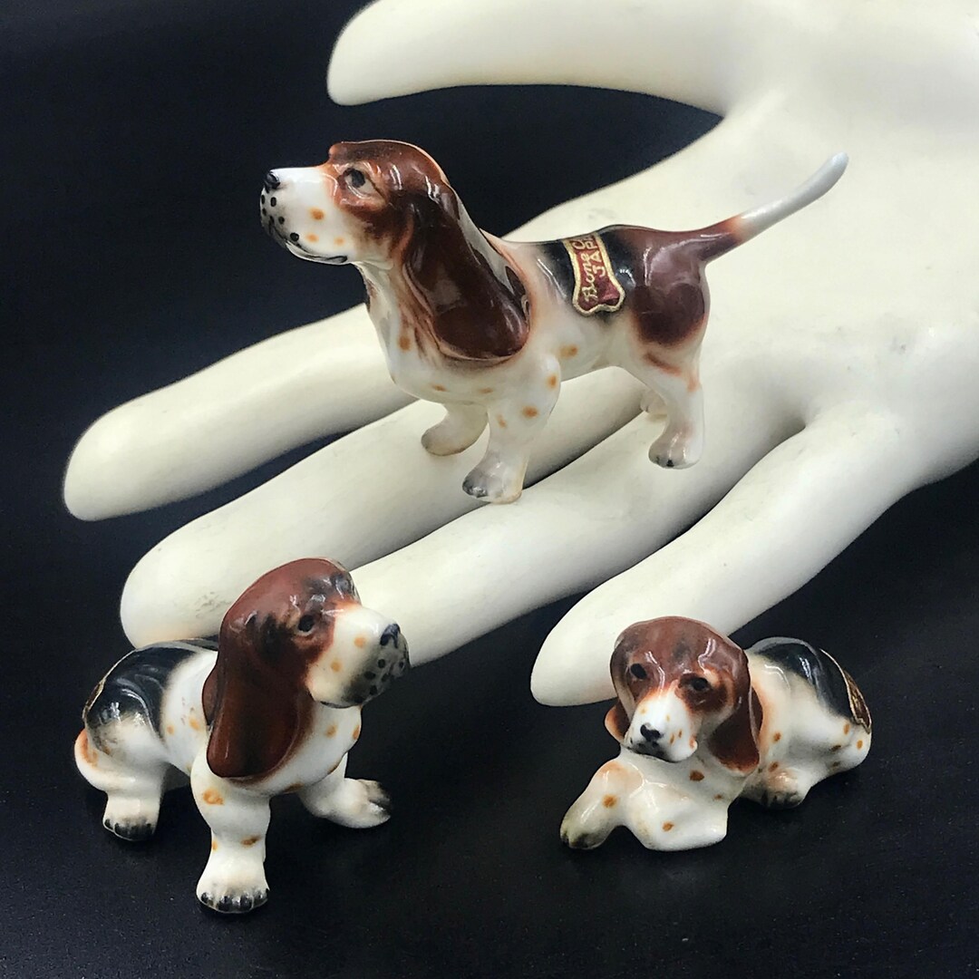 Mid-century Miniature Bone China Basset Hound Figurines - Set of 3 - Etsy