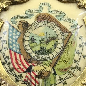 Antique Ancient Order of the Hibernians of America Celluloid Medallion, AOH U.S.A. Medallion ...