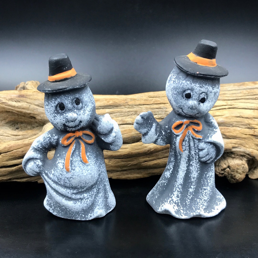 PAIR of VTG Ceramic Halloween Ghost Figurines, Vintage Ceramic Ghosts ...