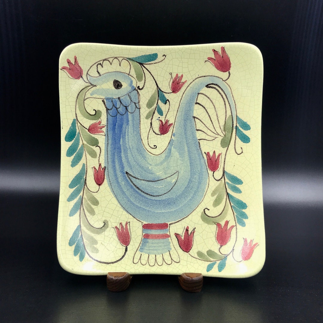 Vintage Arabia Finland Rooster Wall Plate: Hand-painted Crackle Glaze ...