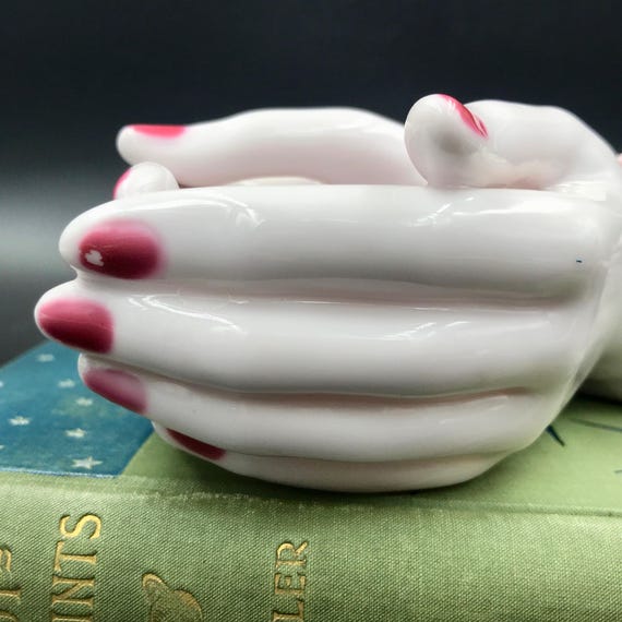 1950s LEFTON Porcelain Cupped Figural Hands Dish with… - Gem