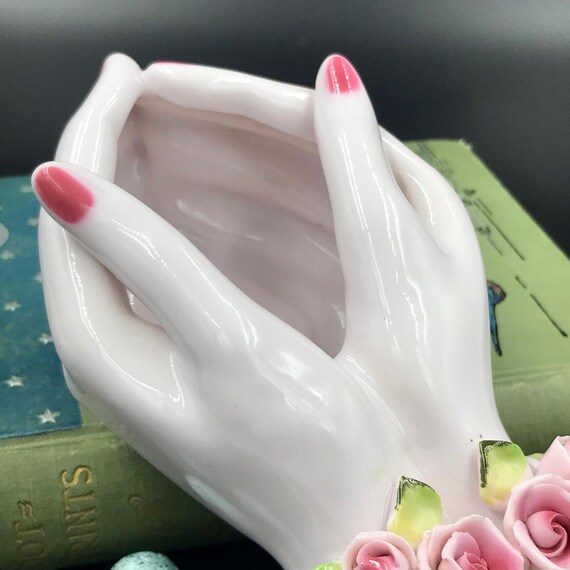 1950s LEFTON Porcelain Cupped Figural Hands Dish with… - Gem