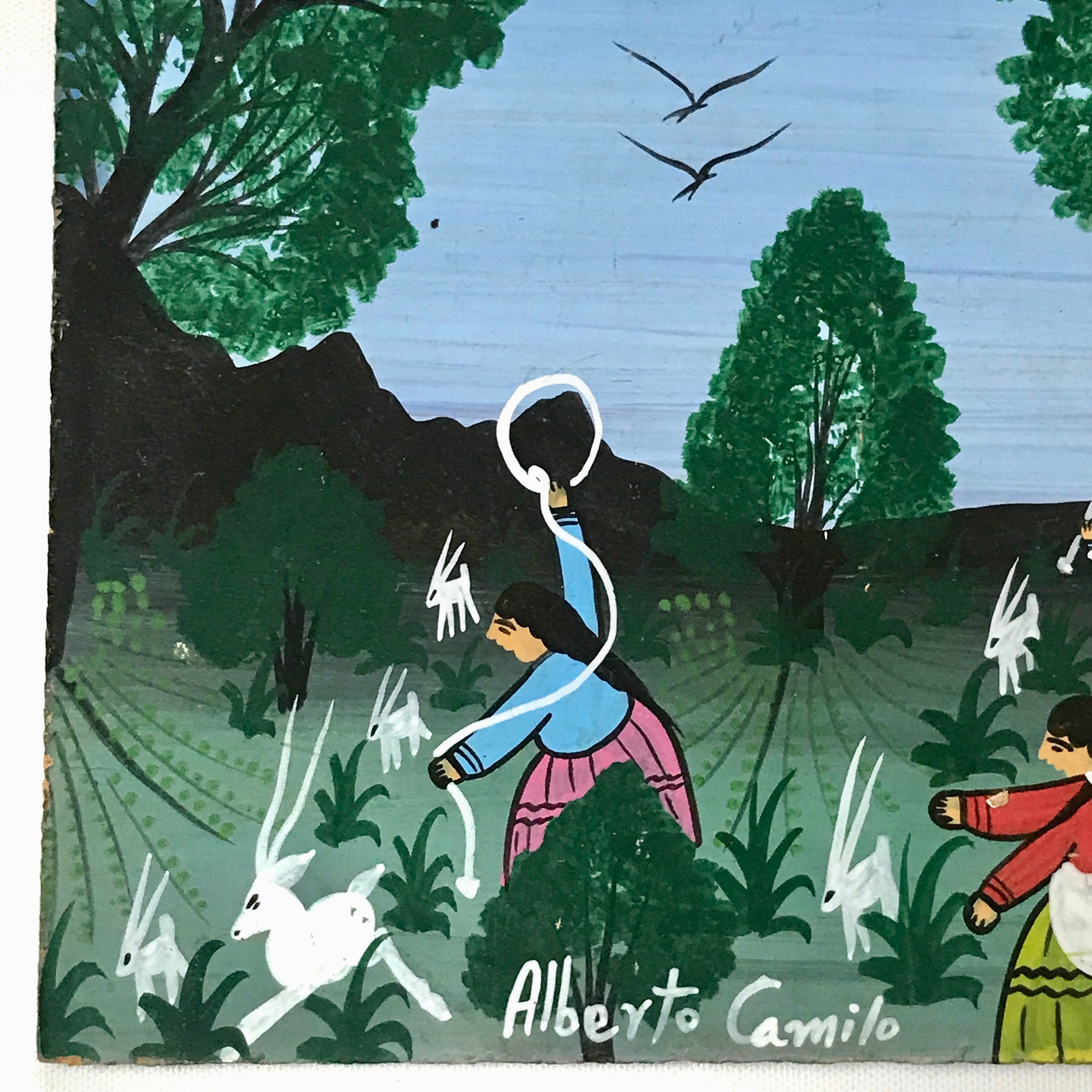 VTG Mexican Primitive Folk Art Painting Signed ALBERTO CAMILO - Etsy