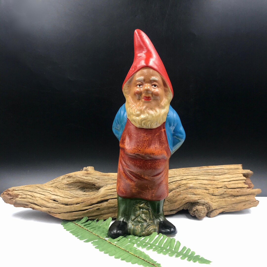 Vintage German Style Ceramic Gnome: 10" High Gartenzwerg Figurine - Etsy