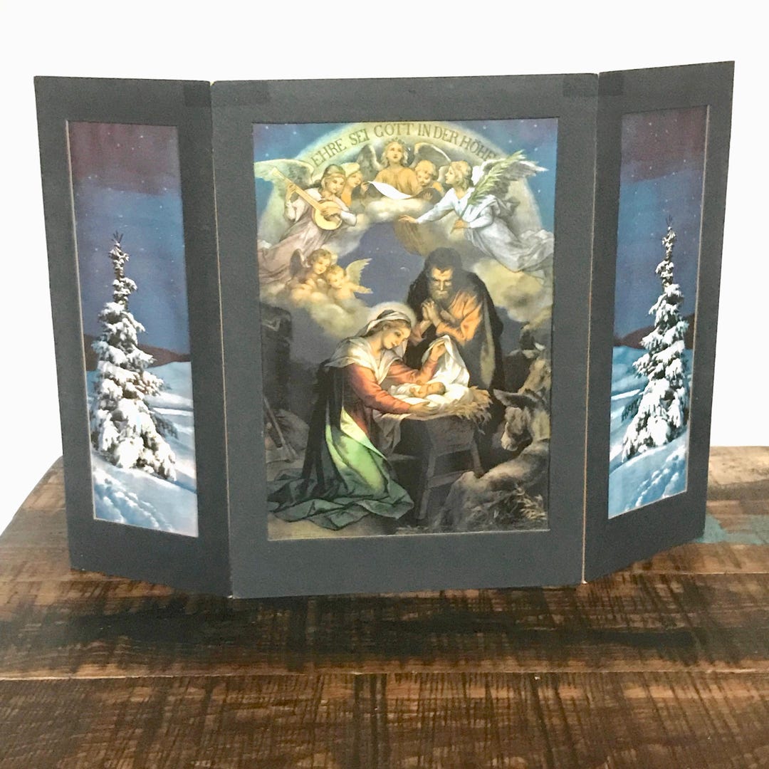 VTG German Cardboard & Lithograph Trifold Christmas Nativity, Folding ...