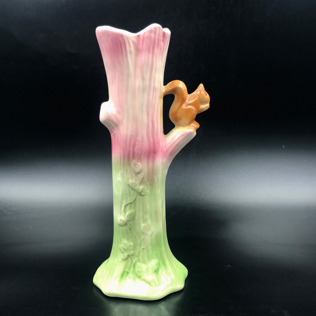 NICE Mid-century Tree W/squirrel Tall Bud Vase, Tree Trunk With ...