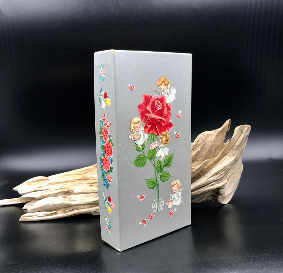 Vintage Cardboard Stationery Box: Angels Painting Rose Design - Etsy