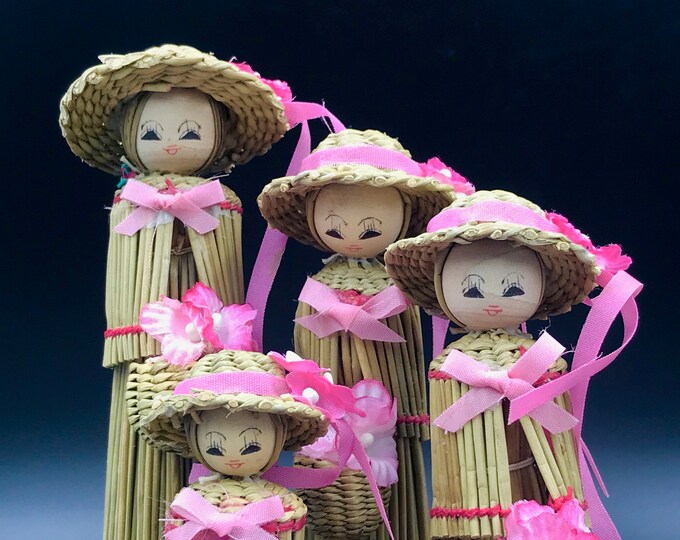 Vtg Straw Dolls, Vintage Graduated Set of 4 Folk Art Straw Dolls - Etsy