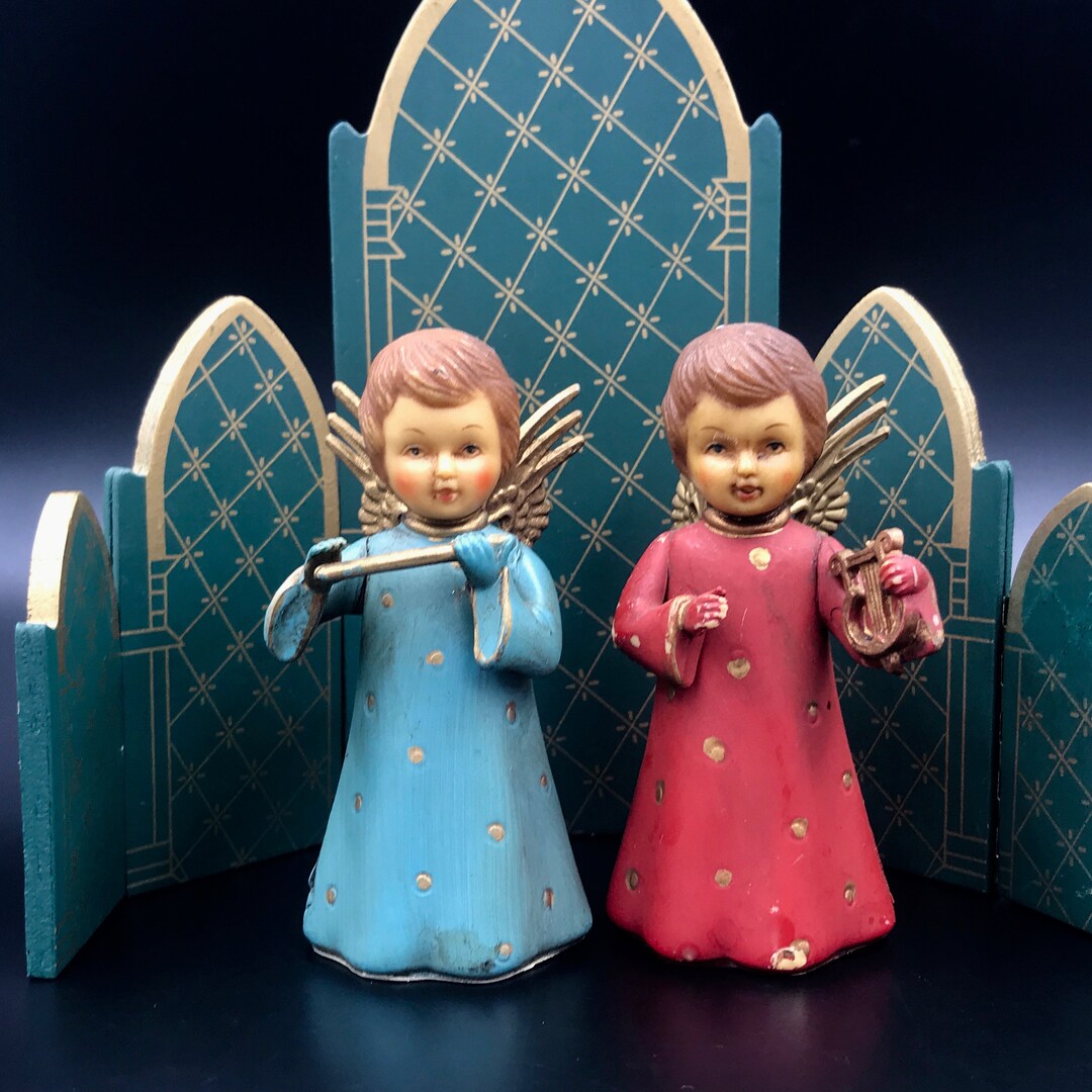 Vintage Musical Christmas Angels: Art Plastics Hong Kong Figurines - Etsy