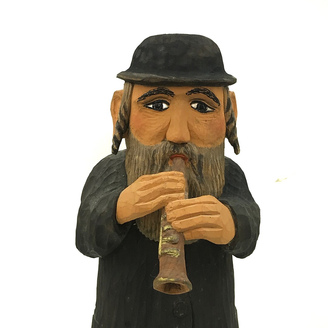 VTG 12 Hand Carved Wood Jewish Musician Statue, Hand Carved Wood ...